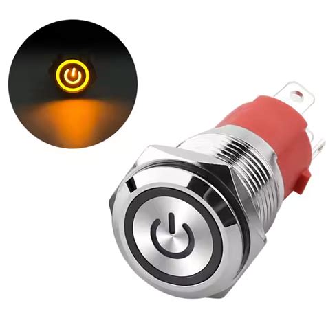 Xexagon 16mm 15a Waterproof Metal Push Button Switch Power Led Yellow