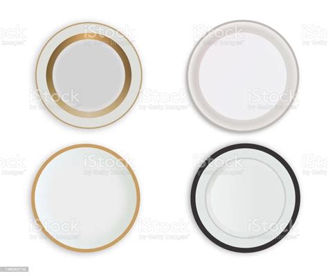 색상 골드 블랙 그레이 벡터 일러스트 레이 션으로 설정된 접시 0명에 대한 스톡 벡터 아트 및 기타 이미지 0명 3차원 형태 가정 생활 Istock
