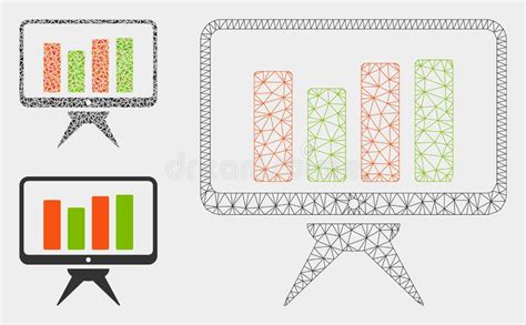 Graph Monitoring Vector Mesh Wire Frame Model And Triangle Mosaic Icon