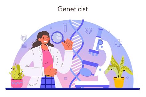 유전학자 개념입니다 의학 및 과학 기술입니다 과학자는 Dna 분자 구조로 작업합니다 유전자 검사 분석 및 유전 질환 예방