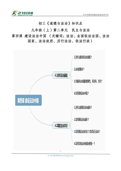 政治 第四课 建设法治中国 知识清单 素材下载预览 二一课件通