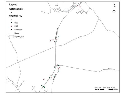 Map Showing Cadmium Concentration Distribution In Ogijolikosi Ward 10