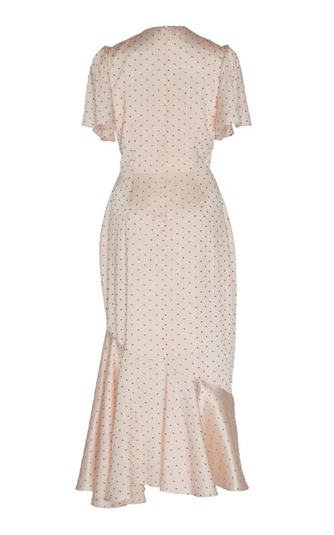 Markarian Ingrid Polka Dot Silk Blend Satin Midi Dress