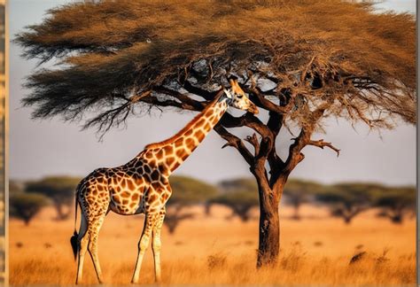 Giraffes In The Savannah Of Savannah Giraffe In The Savannah In Kenya Giraffes In The Savannah