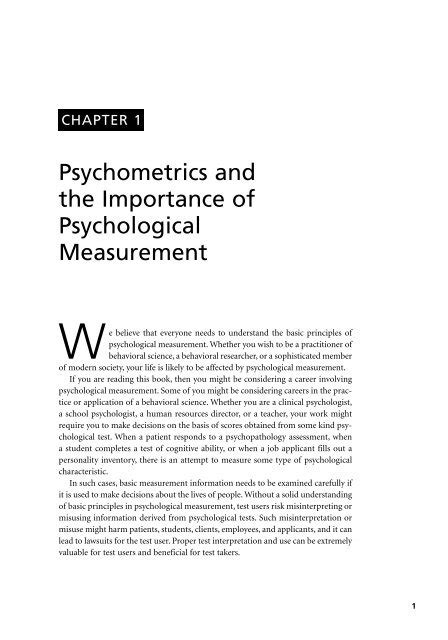 Psychometrics And The Importance Of Psychological Measurement