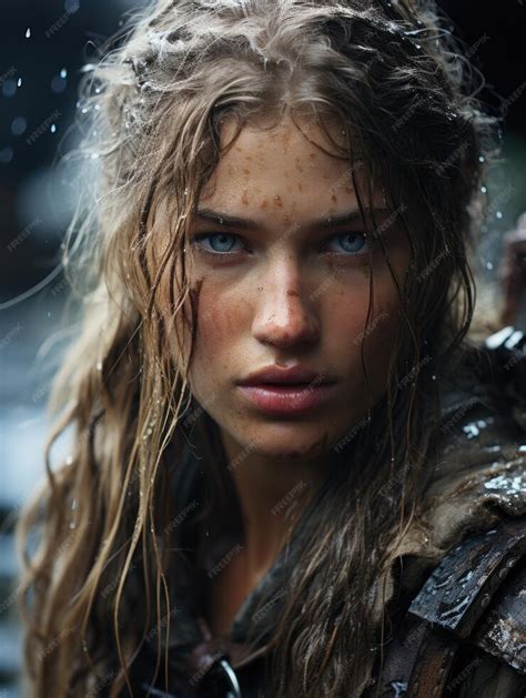 Premium Ai Image Portrait Of A Female Viking Warrior Female Medieval