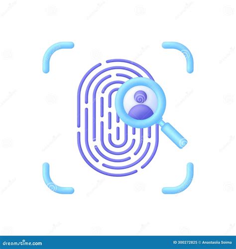 3d Identity Person With Fingerprint Scan Loupe Icon People Search
