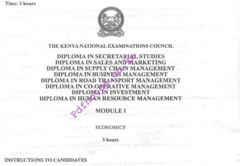 Combined Economics Past Papers Knec Diploma Pdf Notes