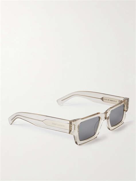 Beige Rectangular Frame Acetate Sunglasses Saint Laurent Eyewear Mr