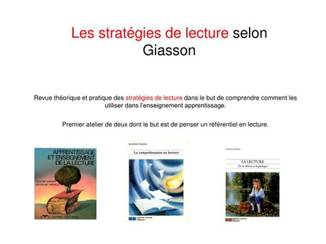PPT Les stratégies de lecture selon Giasson PowerPoint Presentation