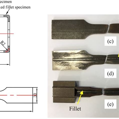 Cutting Position Size And Ruptured Specimens Of Uniaxial Tensile