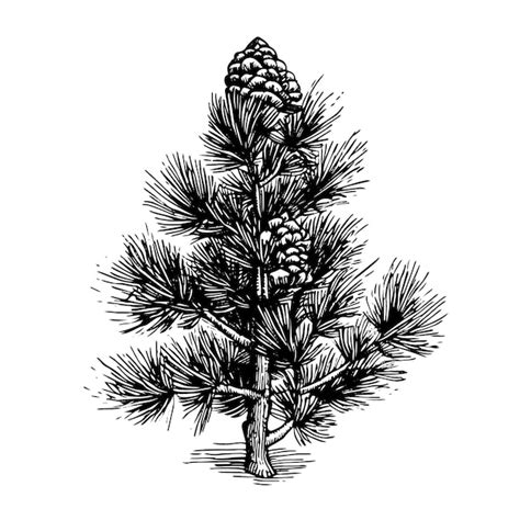 Premium Vector Pine Vector Drawing Isolated Hand Drawn Engraved Style
