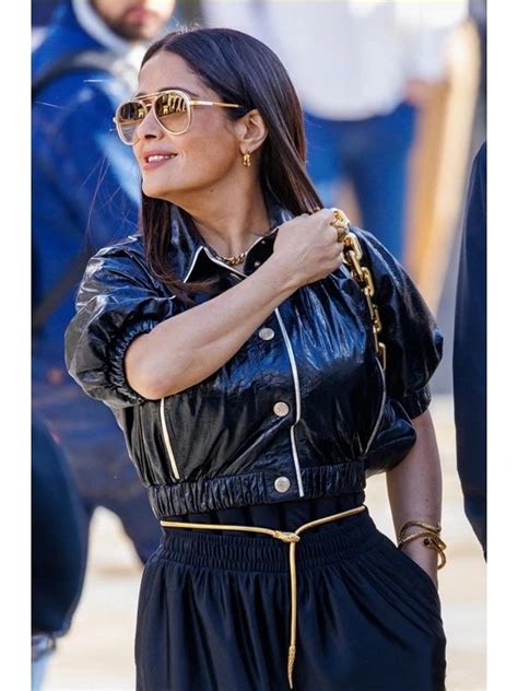Salma Hayek Cropped Jacket Maxandra Mendoza Black Jacket