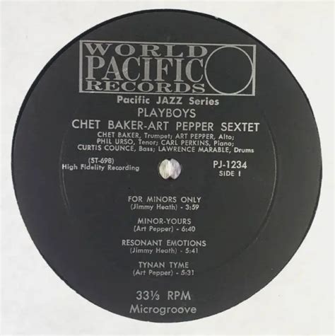 CHET BAKER ART PEPPER playboys WORLD PACIFIC mono jazz LP Écouter