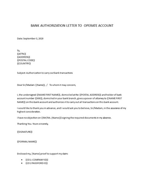 Bank Authorization Letter For Account Withdrawal