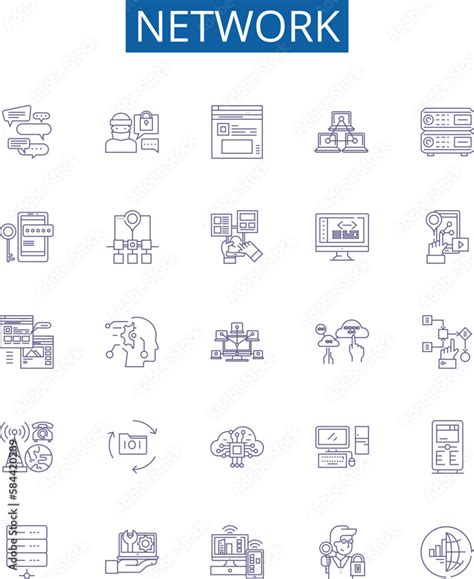 Network Line Icons Signs Set Design Collection Of Network Technology