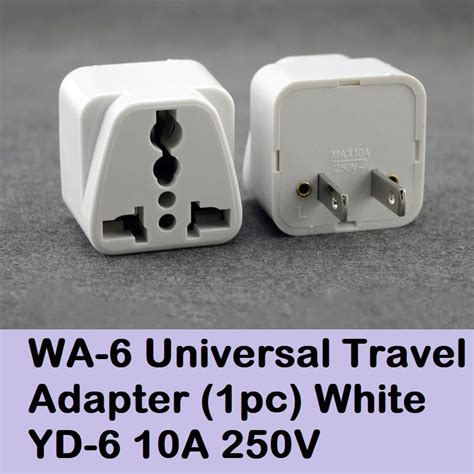 Universal Travel Adapter 1pc White 10a 250v Adaptor Plug Socket Ac