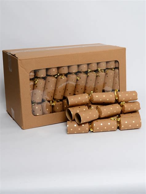 Gold Dot Pattern Design On Kraft Paper Christmas Cracker Bon Bons 50