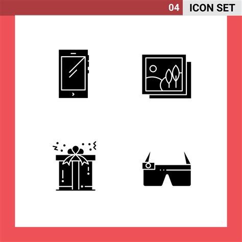 Thematic Vector Solid Glyphs And Editable Symbols Of Phone Christmas Android Gallery Present