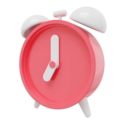 Minimal Red Cartoon Alarm Clock Side View 3d Rendering Png Icon On