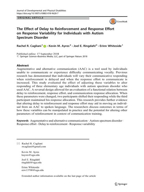 The Effect Of Delay To Reinforcement And Response Effort On Response Variability For Individuals