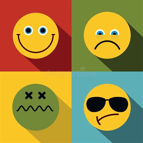 Emoji Iconos De Los Emoticons En Fondo Amarillo Con La Sombra Negra