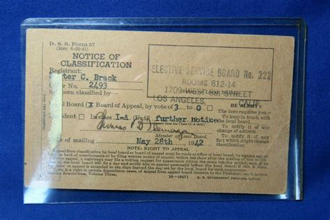 Wwii Draft Classification I A Named And 1942 Dated Card Los Angeles California 3763046200