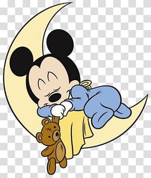 Mickey Mouse Sleeping On Half Moon Illustration Mickey Mouse Minnie