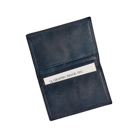 Fold Over Card Case Navy Traditional Leather Graphic Image