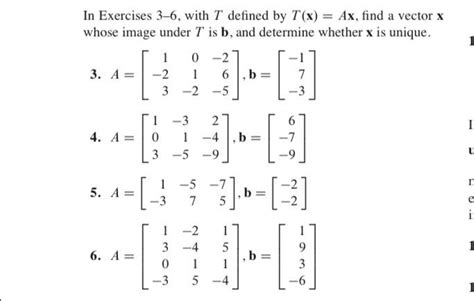 Solved In Exercises With T Defined By T X Ax Find A Chegg Com