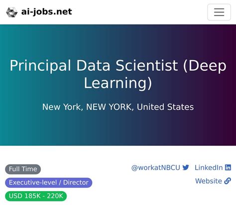 Hiring Principal Data Scientist Deep Learning In New York New York