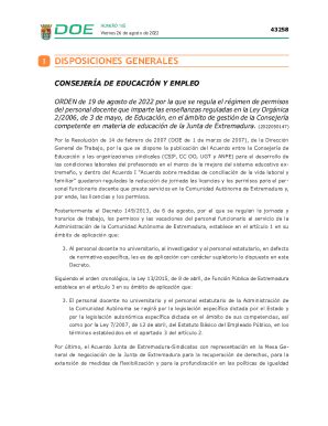 Fillable Online Se Regula El Rgimen De Permisos Del Personal Docente Fax Email Print PdfFiller