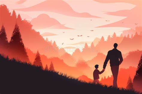 Vector Illustration Style Father And Son Generative Ai Stock Illustration Illustration Of