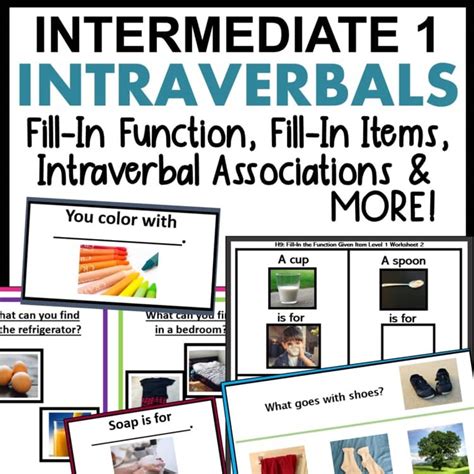 Intermediate Intraverbals Fill In Function Fill In Item Associations And More