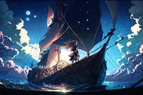 Premium Ai Image A Girl On A Boat In The Ocean