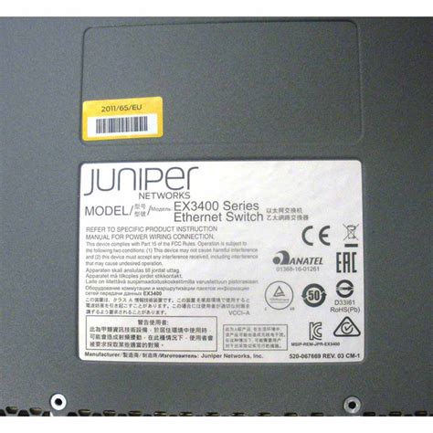 Juniper Networks Ex3400 48p 48 Port Poe Ethernet Switch