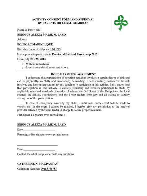Pdf Activity Consent Form And Approval Dokumen Tips
