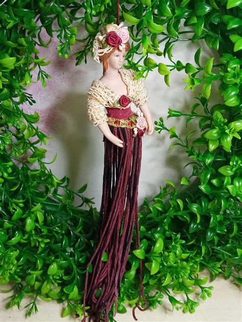 Vintage Porcelain Victorian Lady Tassel Doll Ornament Etsy
