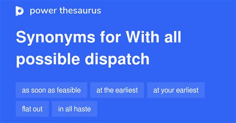 With All Possible Dispatch Synonyms 12 Similar Phrases