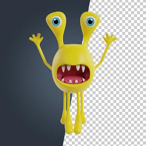 Premium Psd Cute Chibi Monster 3d Render Image