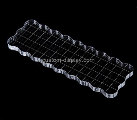 Lucite Manufacturer Customize Plexiglass Stamping Block With Grid Lines