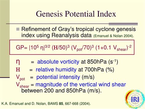 Ppt Genesis Potential Index And Enso Powerpoint Presentation Free