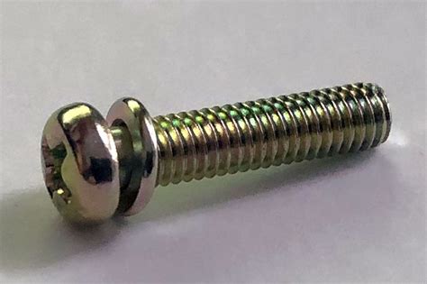 M4x18 Phil Pan Head Screw W Spring Washer Yellow Passivate Jis 223d0418