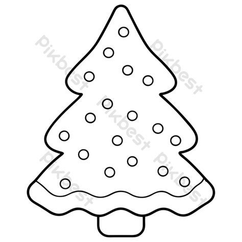 Christmas Tree Cookie Vector In Line Art Style Png Images Eps Free