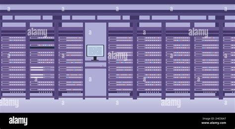 Hosting Data Center And Server System Room Interior Flat Hardware