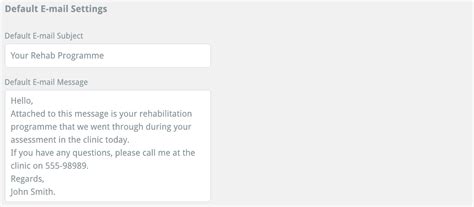 Using Default Email Settings ⋅ The Rehab Lab ⋅ Exercise Prescription