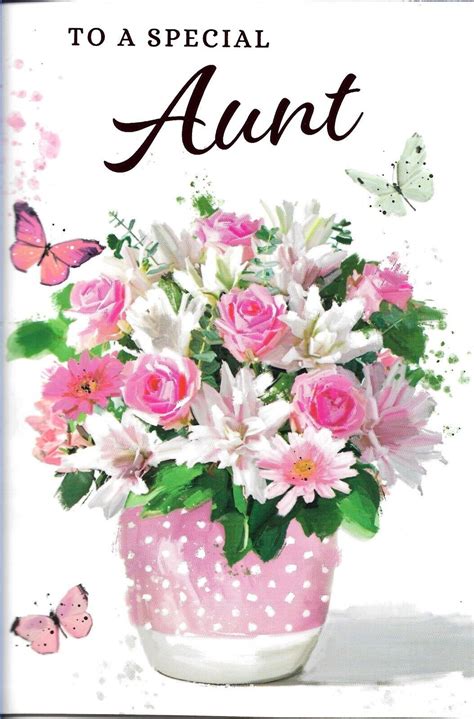 Special Aunt Birthday Greeting Card Pink Flower Bouquet