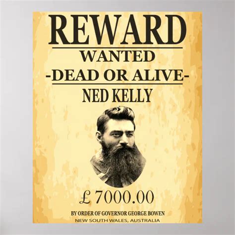 Ned Kelly Bushranger ☠️ Famous Australian Outlaw Poster Zazzle