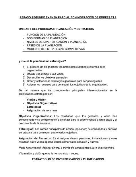 Repaso Segundo Examen Parcial Administración De Empresas 1 Warning Tt Undefined Function 32