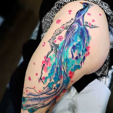 Peacock Watercolor Tattoo